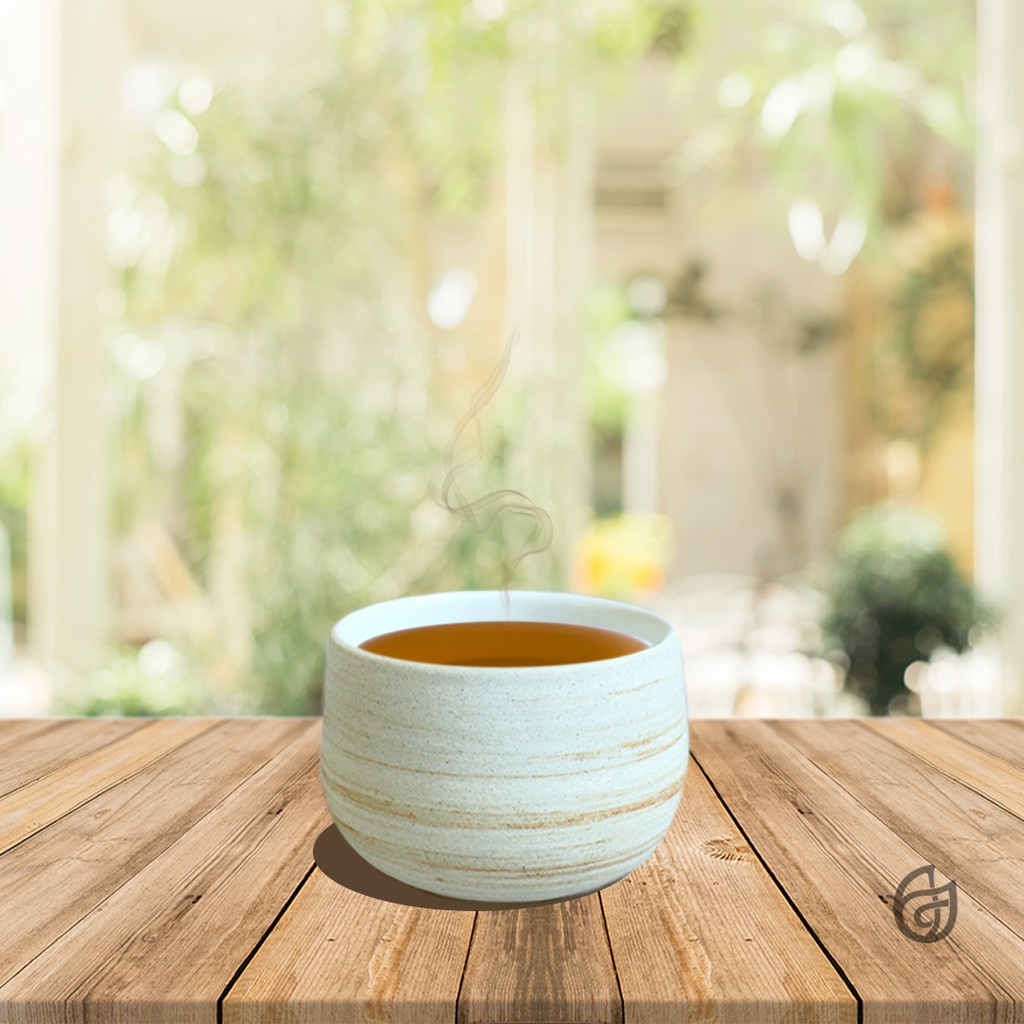 Jual Gelas Teh Keramik / Mug Ocha Tea / Natural with brown line ...