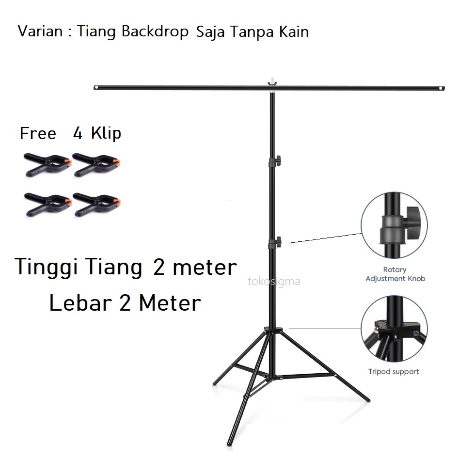 Jual Tiang Kain Foto Studio 2x2M Bracket Stand Backdrop Latar ...