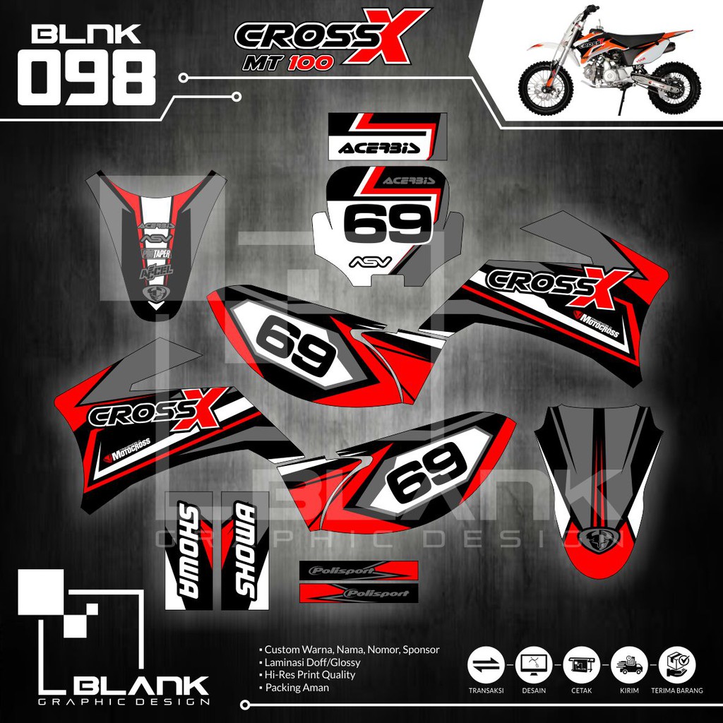 Jual Stiker Decal Motor Viar Cross X 100 Old - BLNK-098 Red White ...