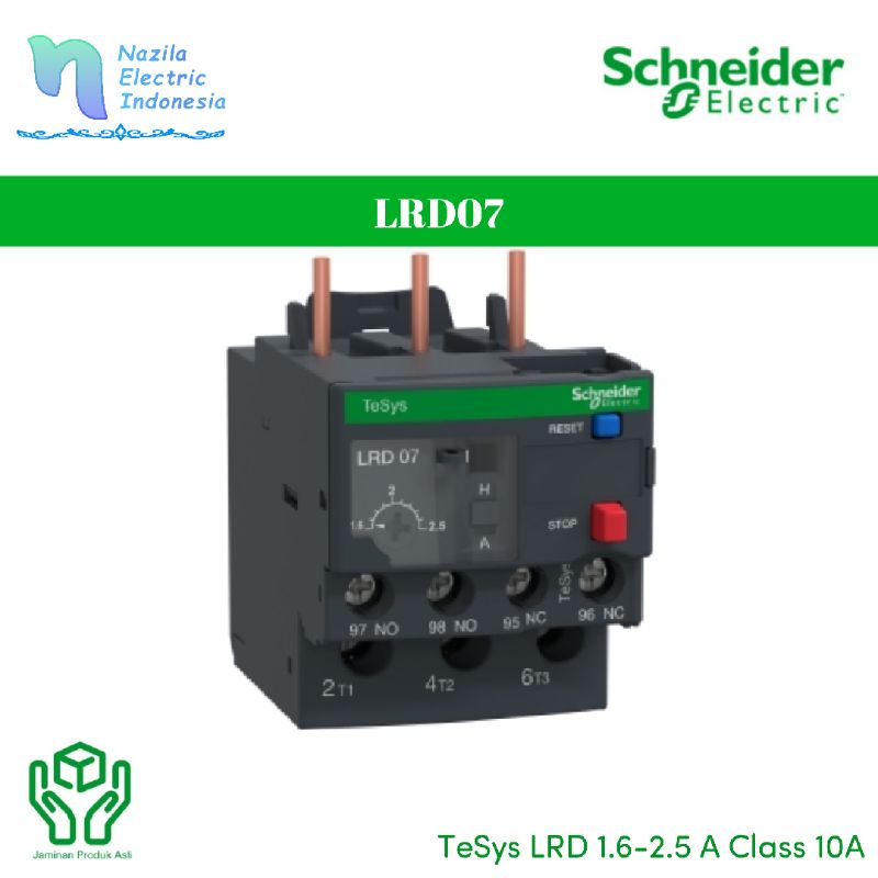 Jual Schneider Thermal Overload Relay LRD07 / LRD 07 1.6-2.5A Original ...