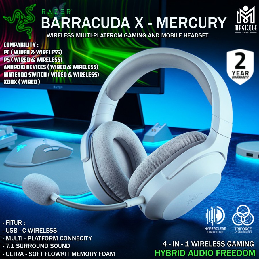 Jual Razer Barracuda X Mercury Wireless Multi-platform Gaming Headset ...