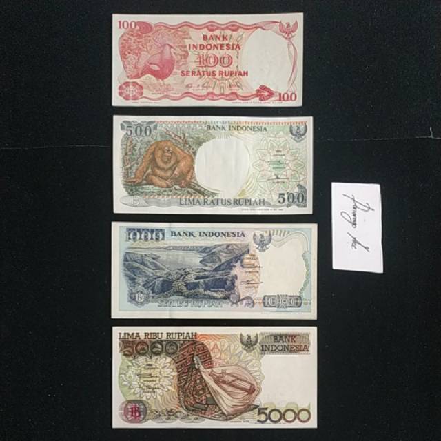 Jual (GRESS/BARU) Paket uang kuno rp. 100 sampai rp. 5000 4 lembar 100 ...