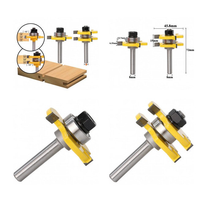 Jual mata router set Tongue & Groove AS 8mm mata profil panel sambungan ...