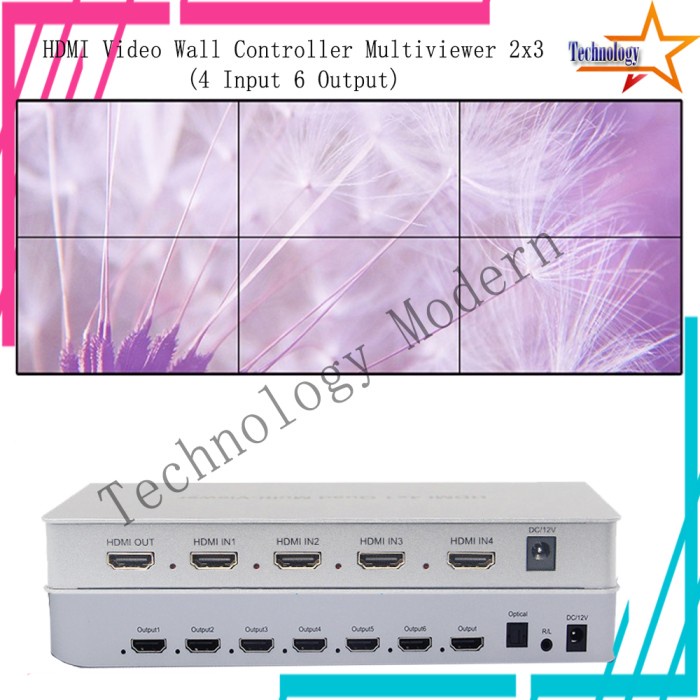 Jual Video Wall Controller Multiviewer 2x3 3x2 Utk 6 TV (4 Input 6 ...