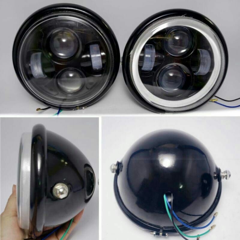 Jual A054 lampu daymaker 5 75 inch 4 led mata set batok pesek kota ...