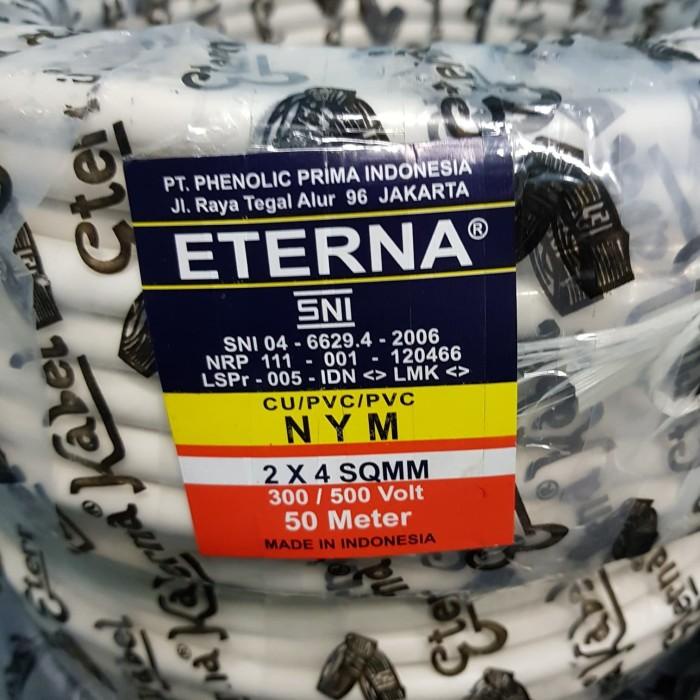Jual Kabel eterna nym 2x4 @50m putih tunggal kawat | Shopee Indonesia