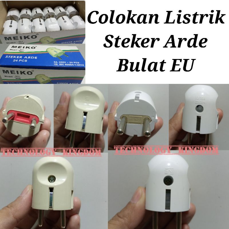 Jual Colokan Listrik Steker Arde Erke Bulat EU Electrical Round Plug ...