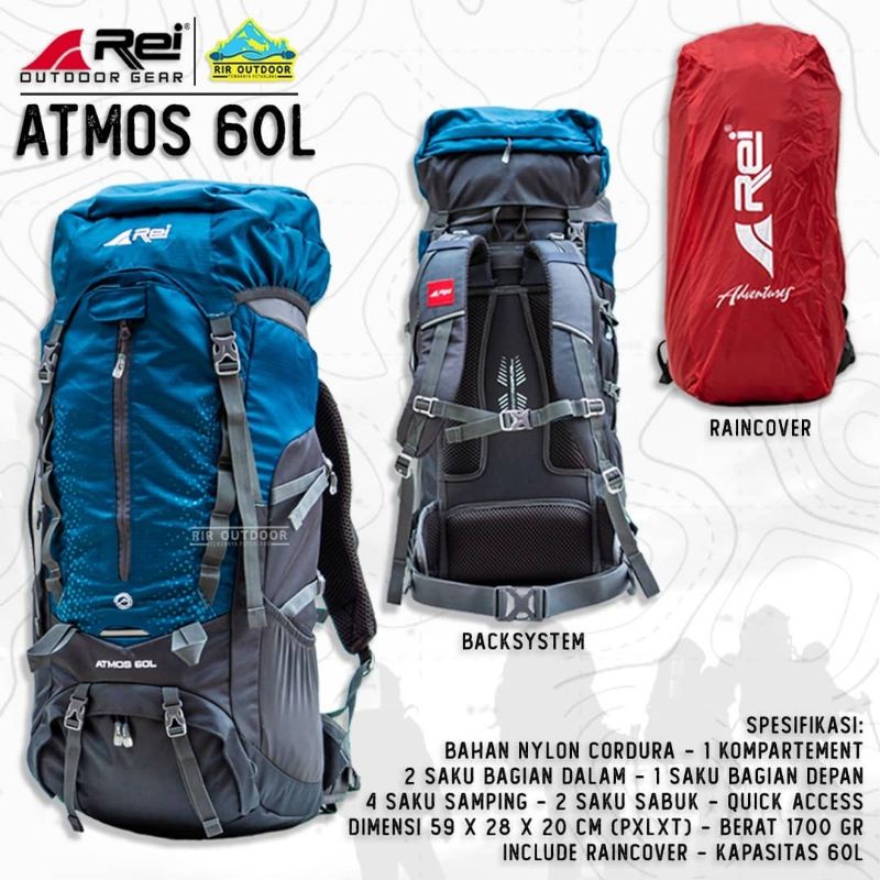 Jual CARRIER AREI ATMOS 60 LITER TAS RANSEL GUNUNG TAS PENDAKI COCOK UNTUK KEGIATAN HIKING ...
