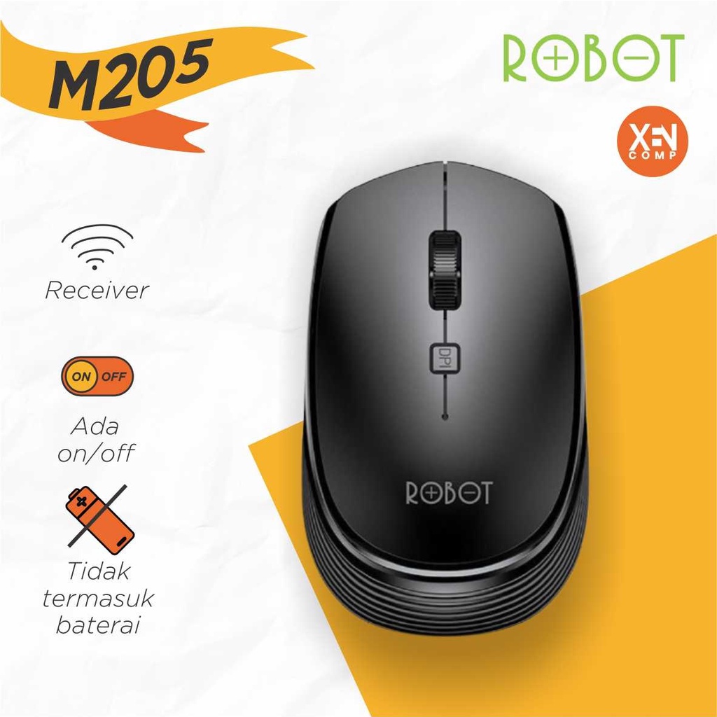 Jual ROBOT M205 WIRELESS MOUSE 2.4Ghz 1600DPI GARANSI 1 TAHUN | Shopee Indonesia