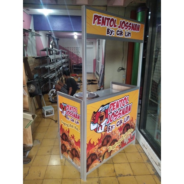 Jual Booth Portable Bakso Lubang Etalase terpisah Gerobak Lipat 1 meter ...