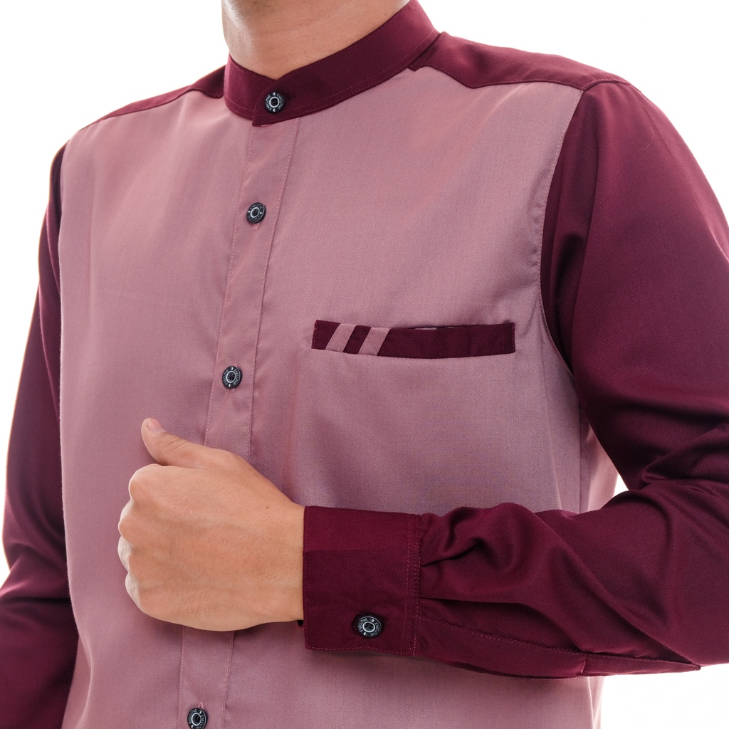 Jual Kemeja Koko Lengan Panjang Toyobo Kombinasi Warna Pink Maron Model ...