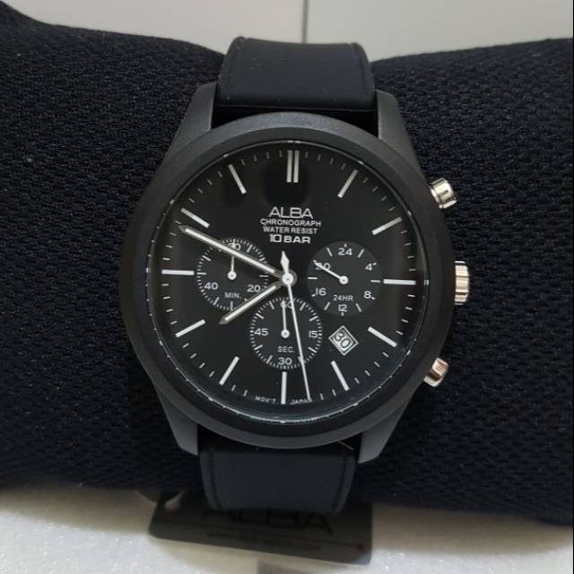 Jual Jam tangan alba AT3G19X1 pria original hitam tali karet | Shopee ...