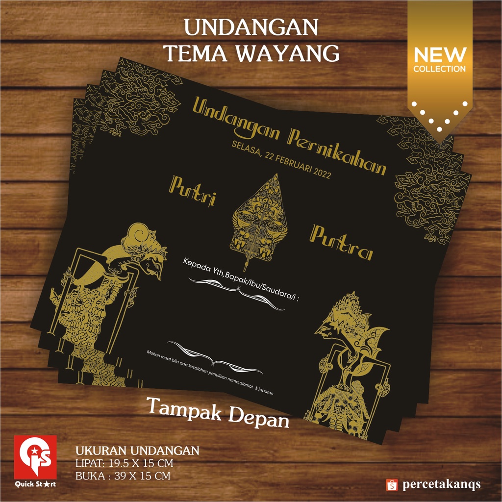 Jual Undangan Pernikahan Tema Wayang BLACK N GOLD | Shopee Indonesia