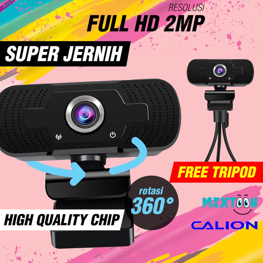 Jual Webcam 1080P USB Web Cam Rotasi Tripod PC Laptop Komputer Camera ...