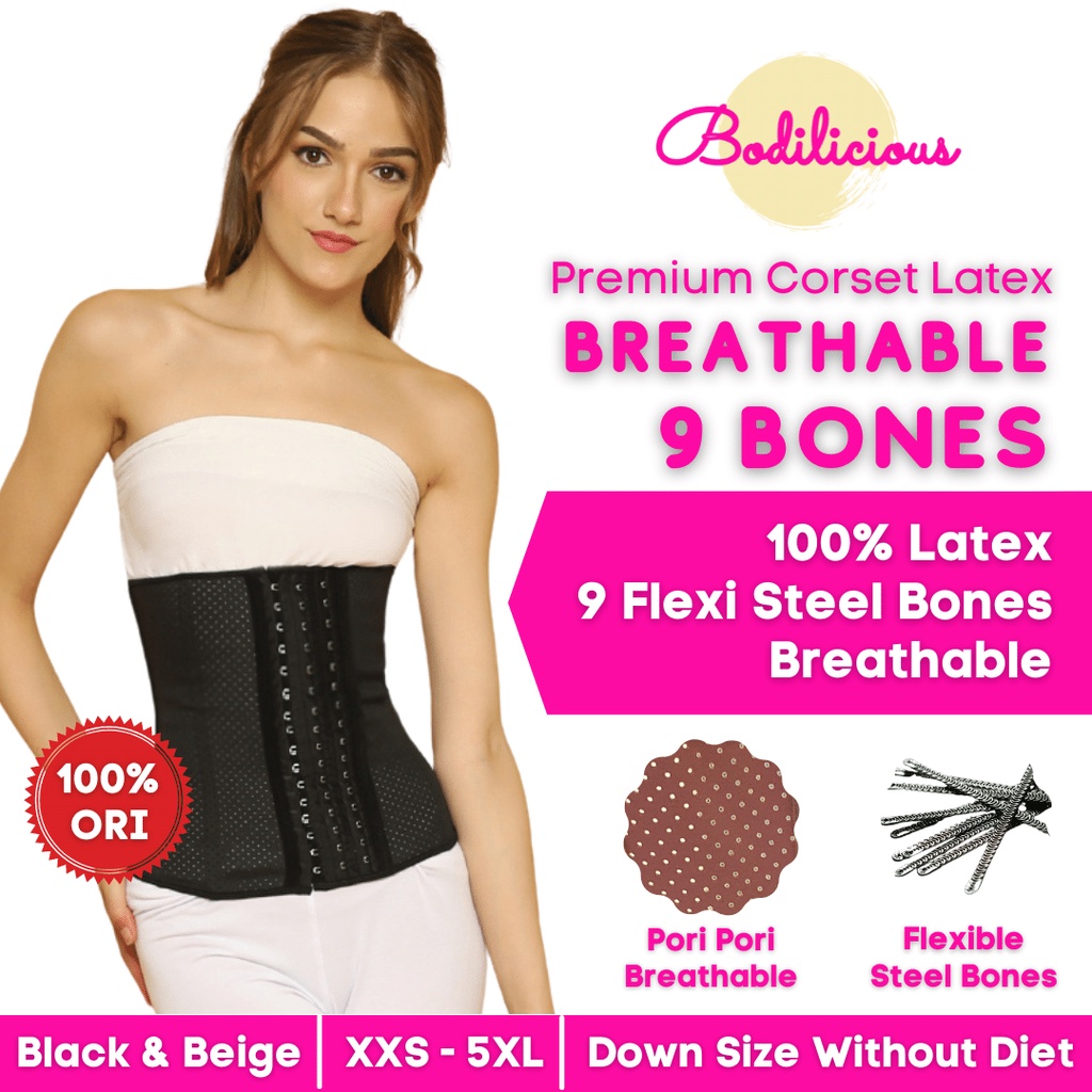 Jual Korset Latex Breathable 9 Tulang Bodilicious Waist Trainer Steel ...