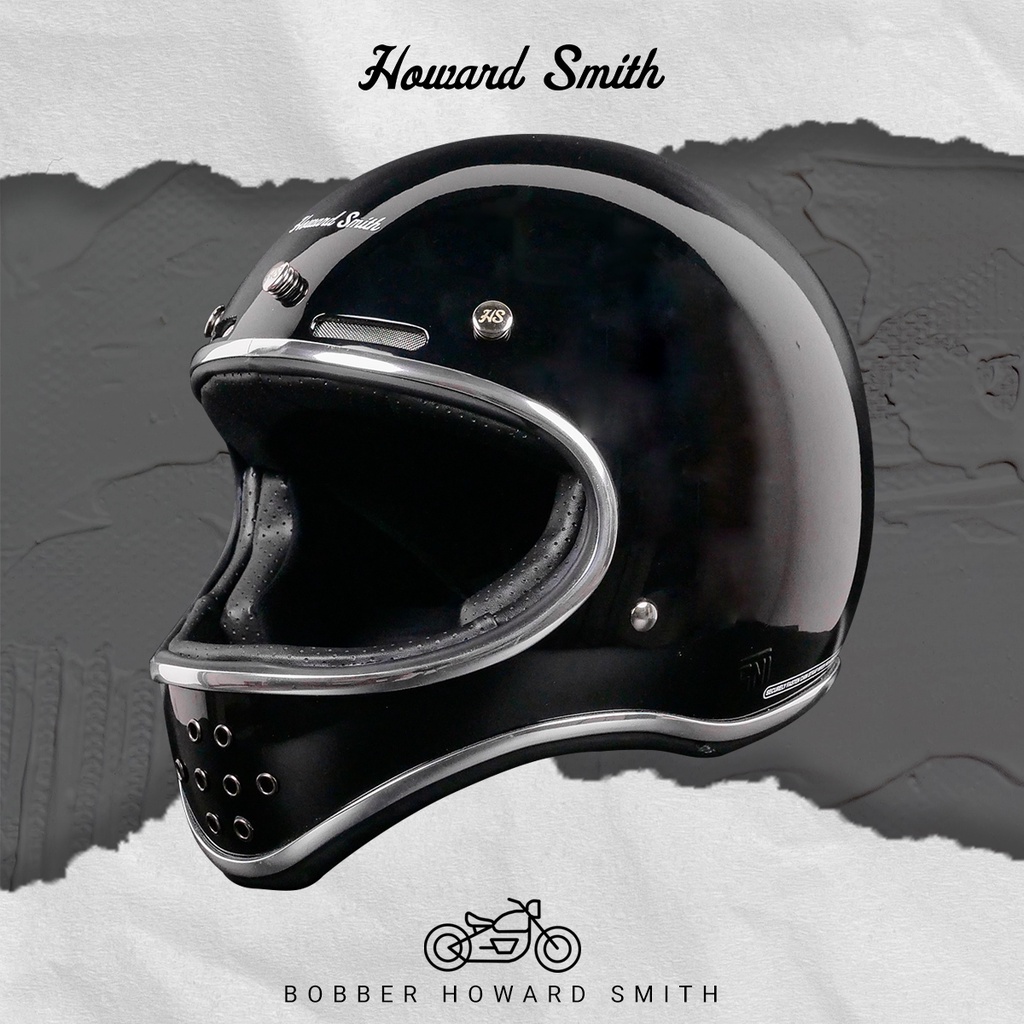 Jual Howard Smith Bobber Retro Helm Full Face - Deep Black | Shopee ...