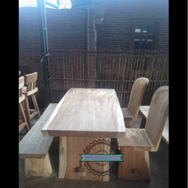 Jual Meja makan kayu Trembesi/ Meh/ Suar Utuh Solid tanpa sambungan ...