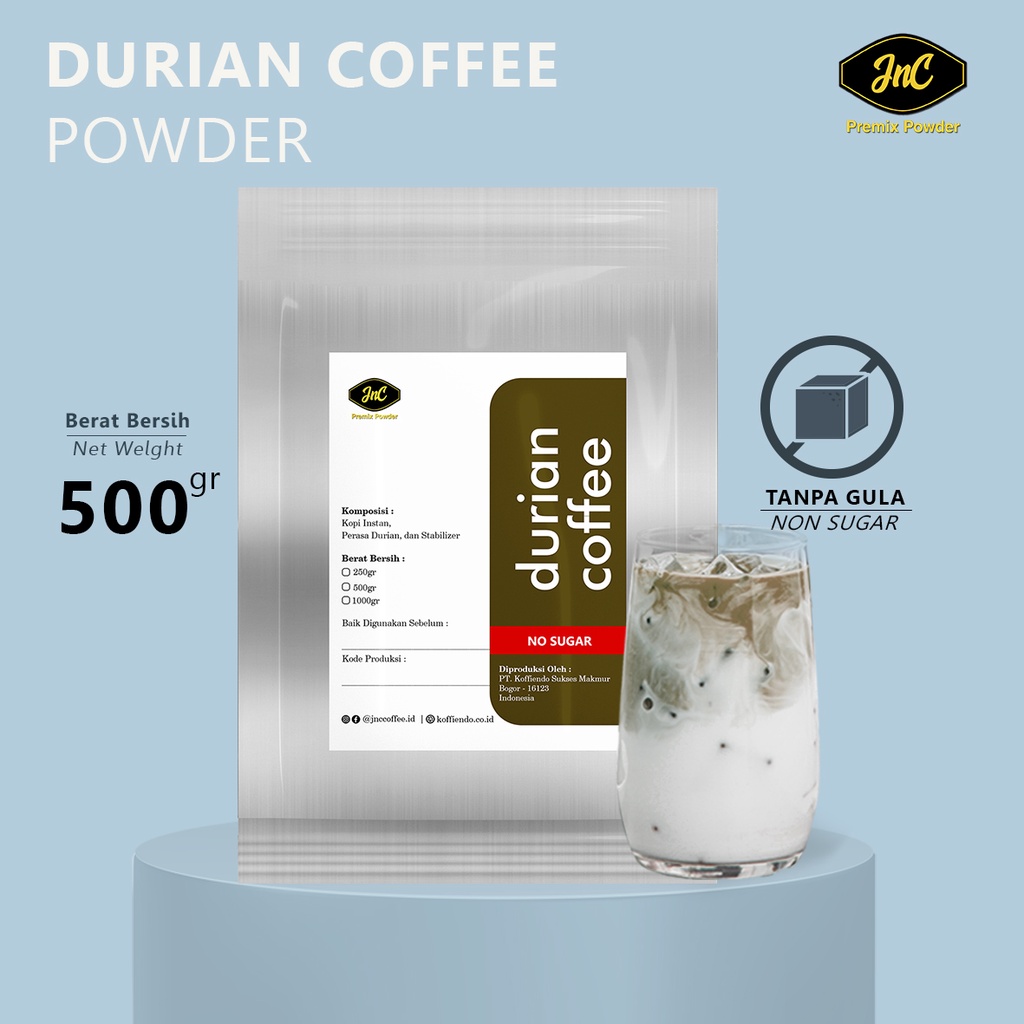 Jual JnC Durian Coffee Tanpa Gula 500gr / Bubuk minuman Durian Coffee ...