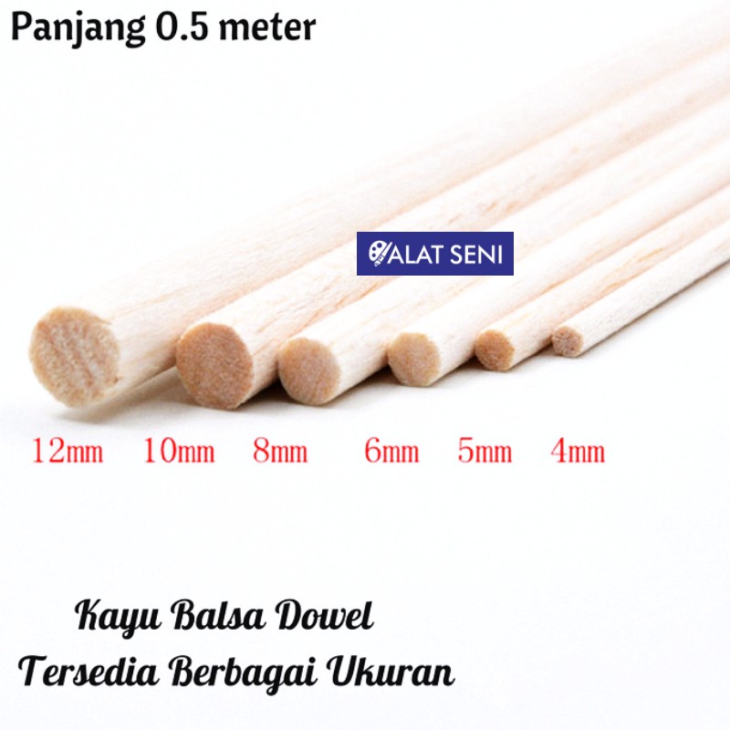 Jual Terbaru!! Kayu Balsa Dowel 8mm Panjang 0.5 Meter /Balsa Dowle ...