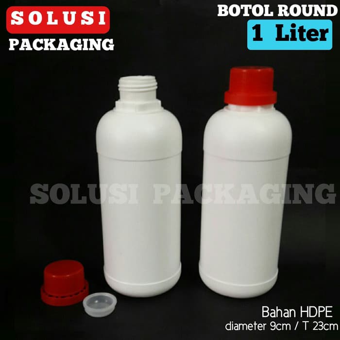 Jual KEMASAN BOTOL ROUND 1 LITER/BOTOL PLASTIK 1000ML/JERIGEN/BOTTLE ...