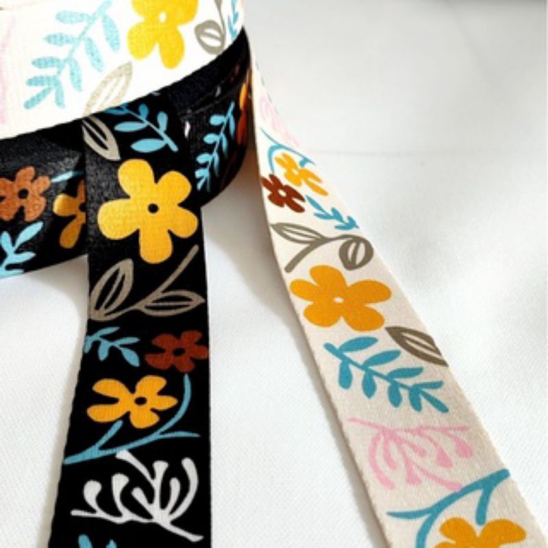 Jual Webbing Motif Deauty Flower 38mm Tali Tas Polyester 3,8cm 38 mm ...