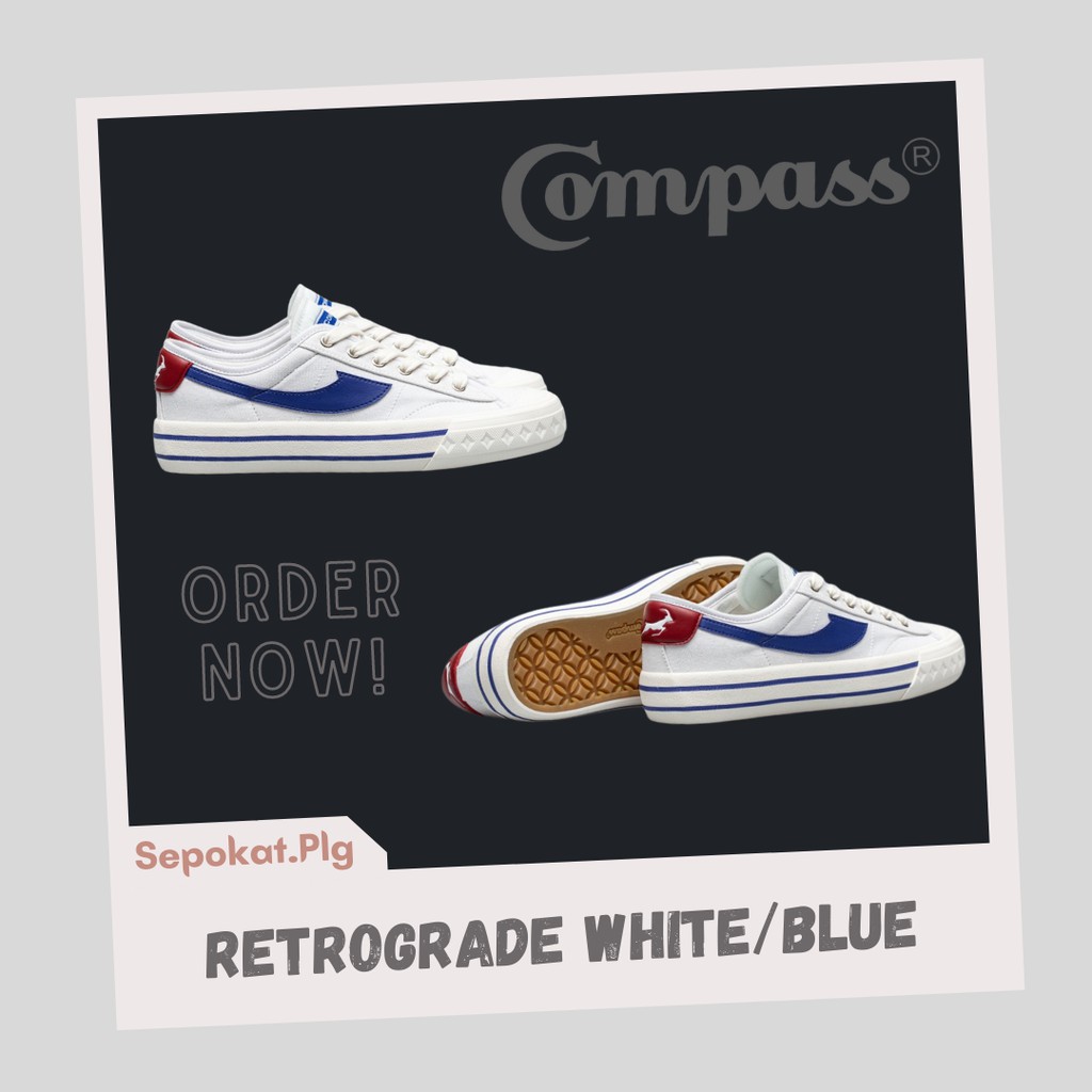 Jual Sepatu Compass Retrograde White Blue Low (BNIB) | Shopee Indonesia