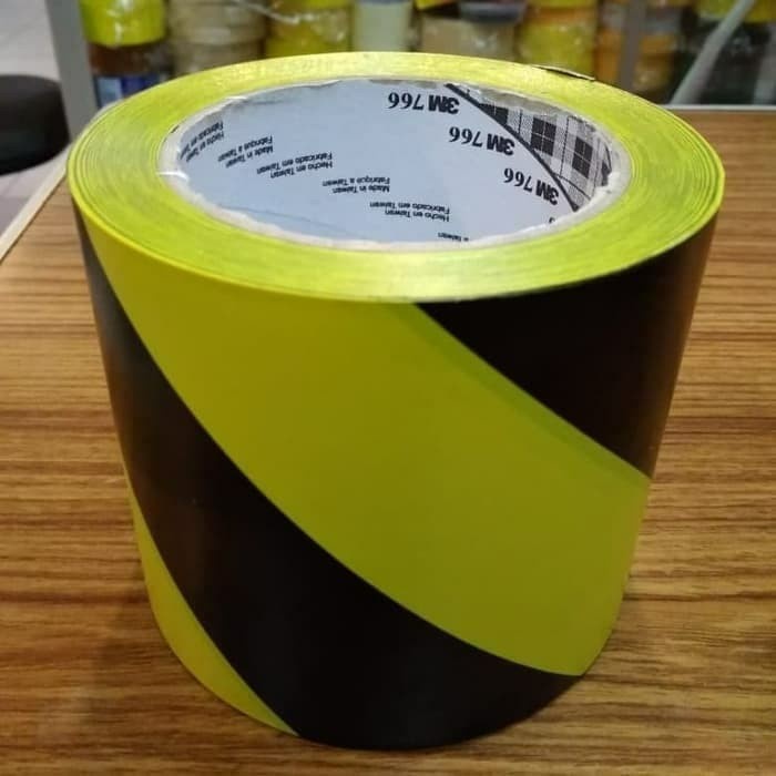 Jual Lakban Lantai 3M 766 Floor Marking Tape Kuning Hitam 4" x 33 Meter ...