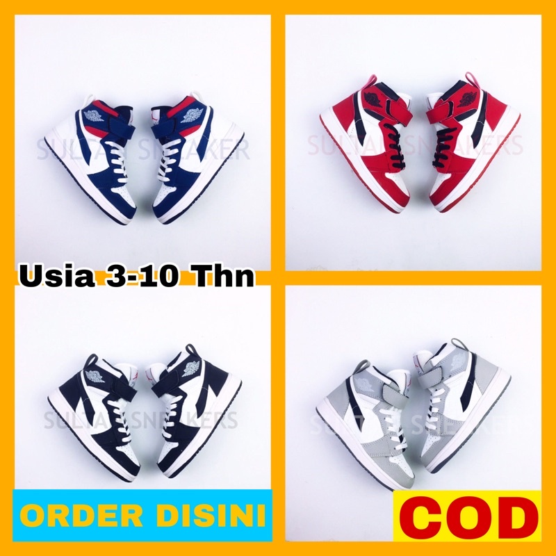 Jual sneakers sepatu JORDAN anak usia 2-9 tahun warna navy putih merah ...