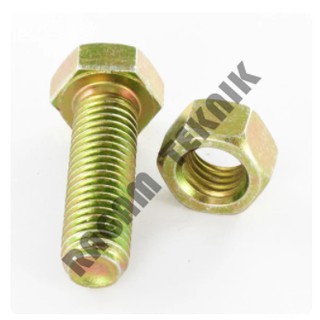 Jual Baut 12 x 40 mm 4 cm Baud Mur Kuning Hex Hexagonal Bolt Nut ...
