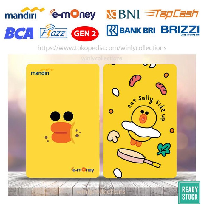 Jual Emoney Mandiri kartu gambar Sally Bebek karater Line Friends - 2 SISI | Shopee Indonesia