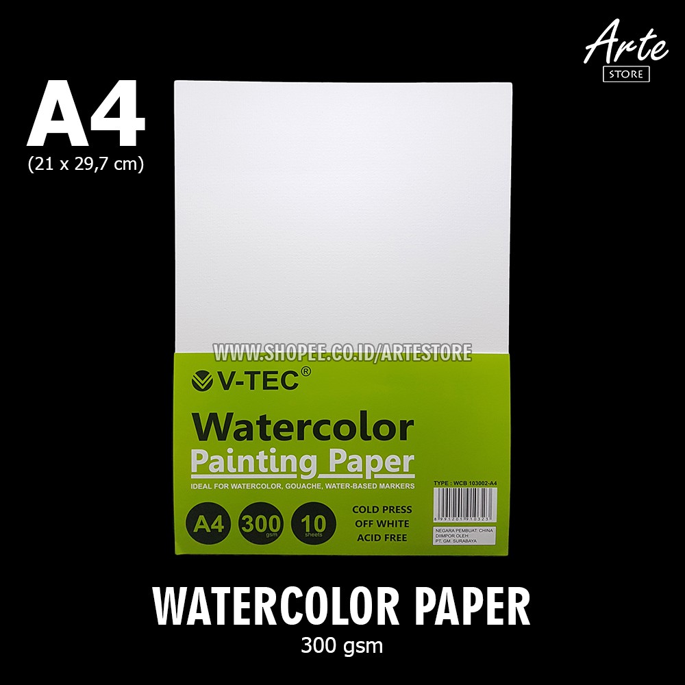Jual Kertas Gambar V-TEC - Watercolor Paper A4 (300 gsm) | Shopee Indonesia