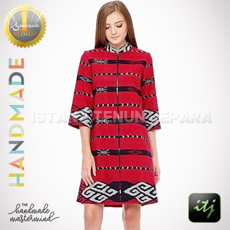 Jual Tunik Tenun Ikat Troso Motif Toraja Merah | Shopee Indonesia