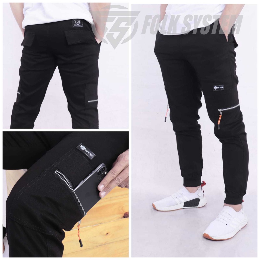 Jual Celana Panjang Chino Jogger Cargo Pria WL Folksystem | Shopee Indonesia