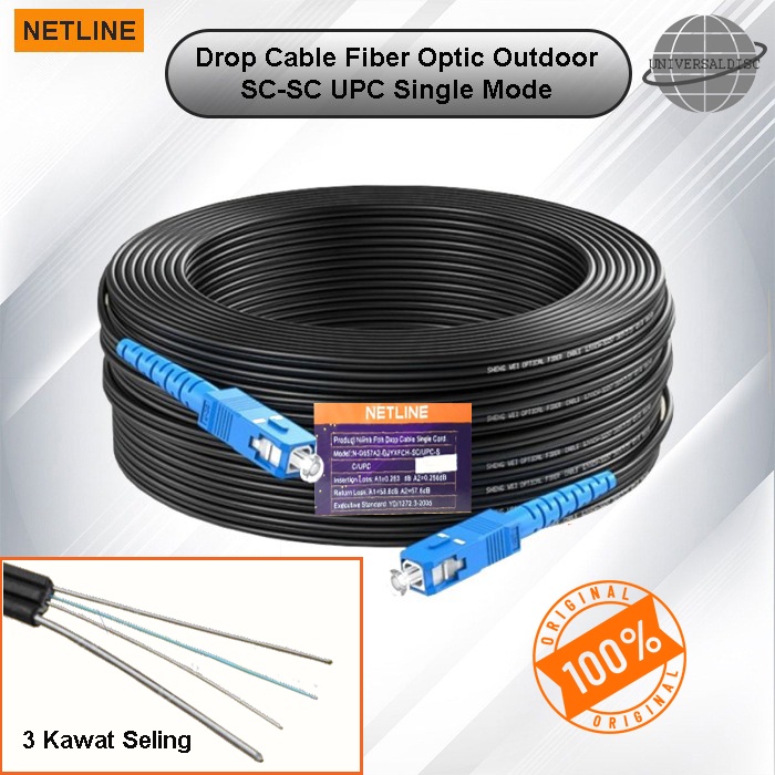 Jual Drop Cable Fiber Optic SC-SC Single mode 250m Outdoor Netline 250 ...