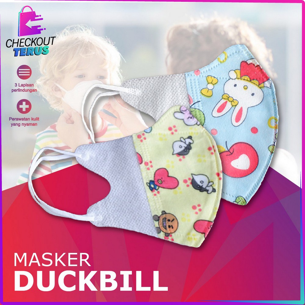 Jual CT C280 Masker Anak Duckbill 50Pcs 3Ply Karakter Kartun Masker ...