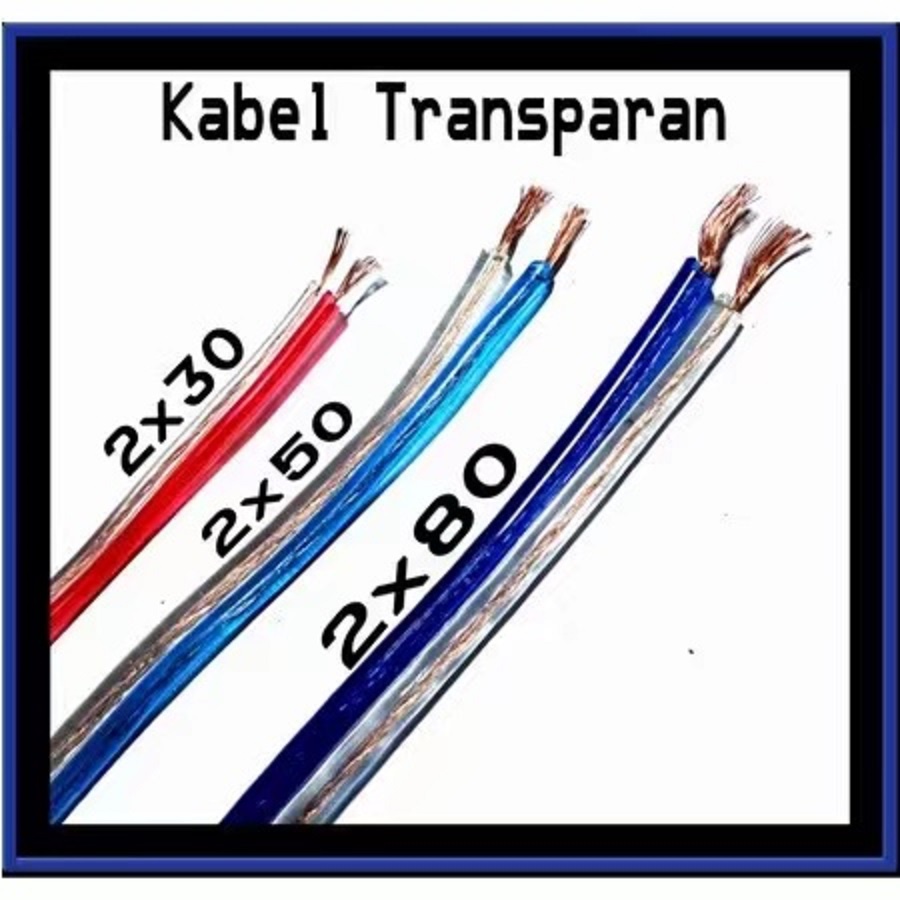 Jual Kabel Bening Transparan 2x30 2x50 2x80 mm Kabel Audio Meter ...