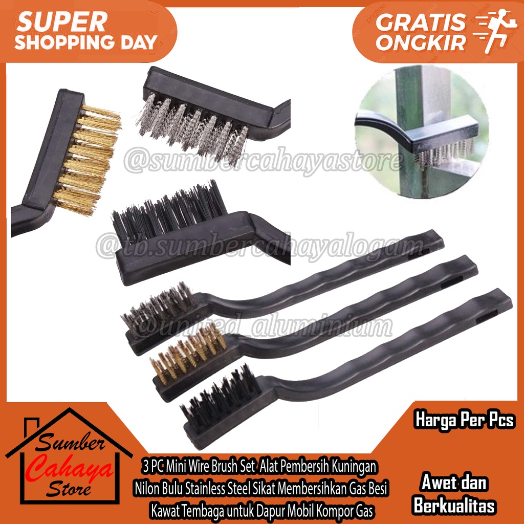 Jual 3 PC Mini Wire Brush Set Alat Pembersih Kuningan Nilon Bulu ...