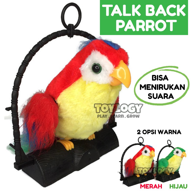 Jual Mainan Anak Lucu Talking Talk Back Parrot Boneka Burung Beo Peniru ...
