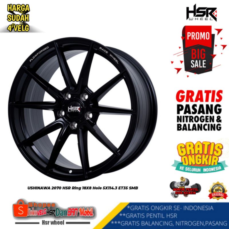 Jual Velg Mobil Ring 18 HSR USHINAWA Velg R18 Buat innova hrv crv brv ertiga xpander masda dll ...