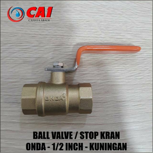 Jual STOP KRAN - BALL VALVE - 1/2 INCH - KUNINGAN - ONDA | Shopee Indonesia