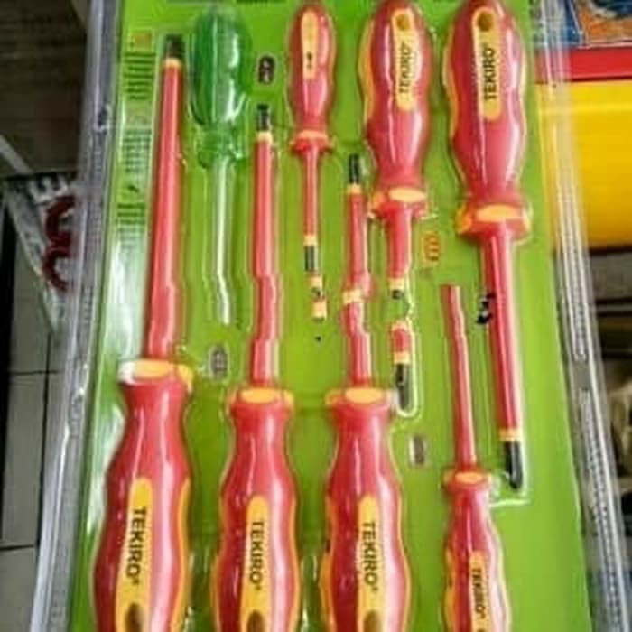 Jual Obeng Listrik set 8 pcs Tekiro / Insulation Screwdriver set 8pcs ...