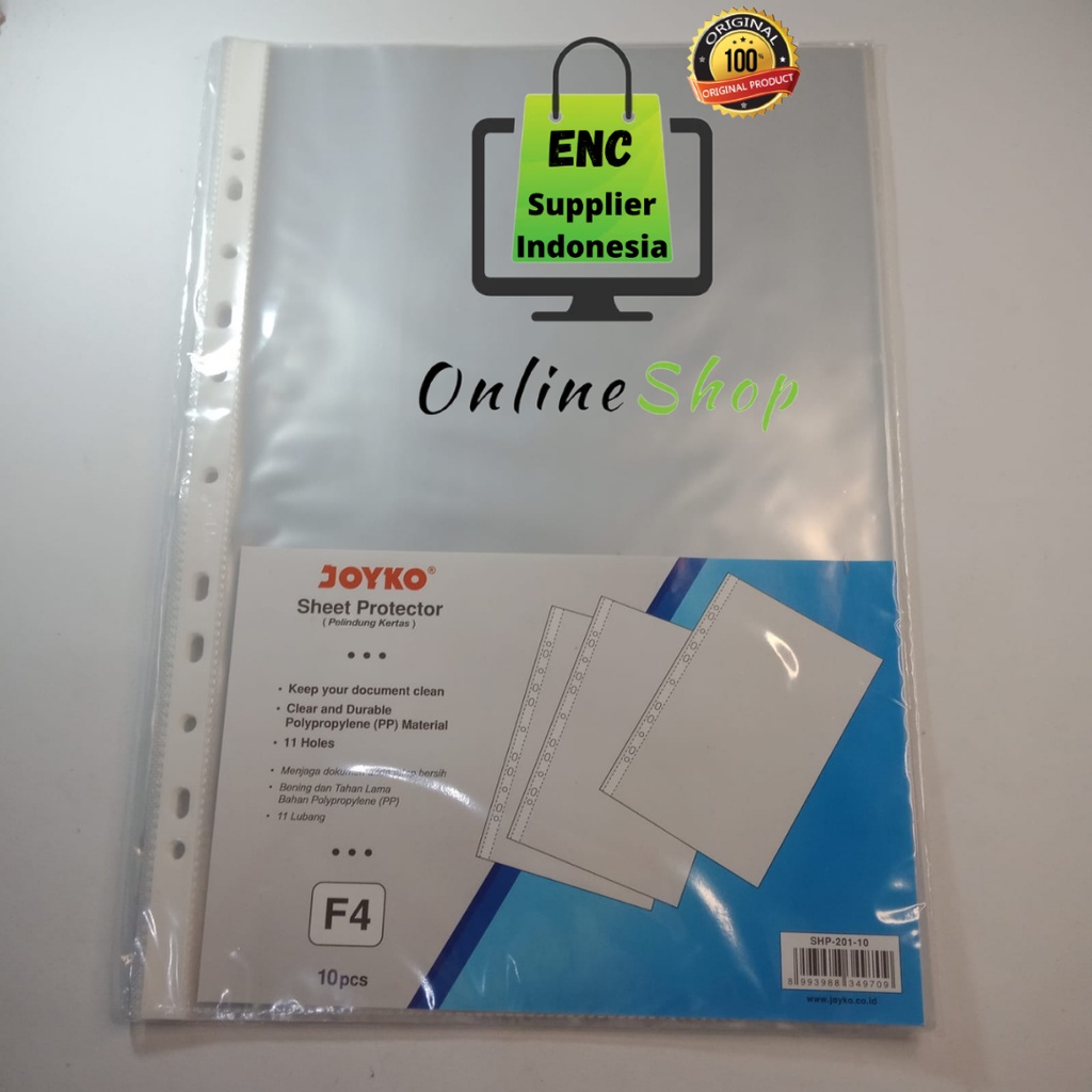 Jual JOYKO 10 buah Sheet Protector Pelindung Kertas Joyko SHP-201-10 F4 ...