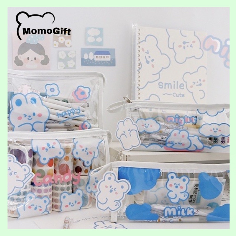 Jual Kotak Pensil Bening Cute Bear Transparan Aesthetic dan Lucu ...