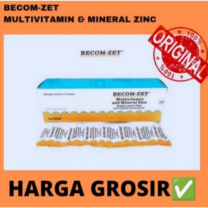 Jual BECOM ZET MULTIVITAMIN AND MINERAL ZINC - STRIP ISI 10 TABLET ...