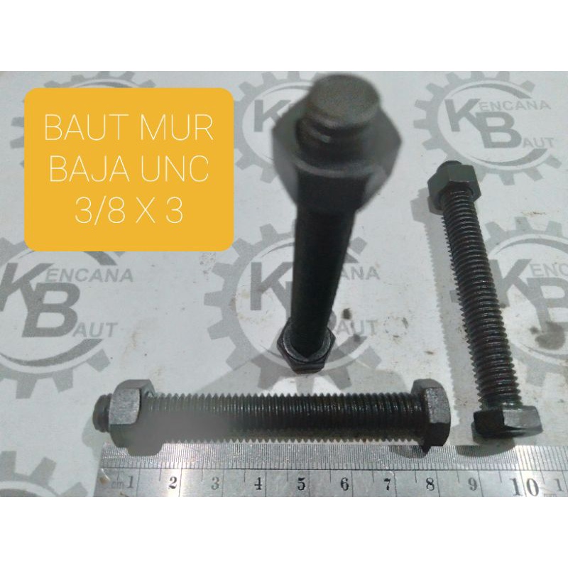 Jual BAUT BAJA UNC 3/8 X 3" / BAUT HITAM NC 3/8 X 3" KUNCI 14 PANJANG 7,5 CM | Shopee Indonesia