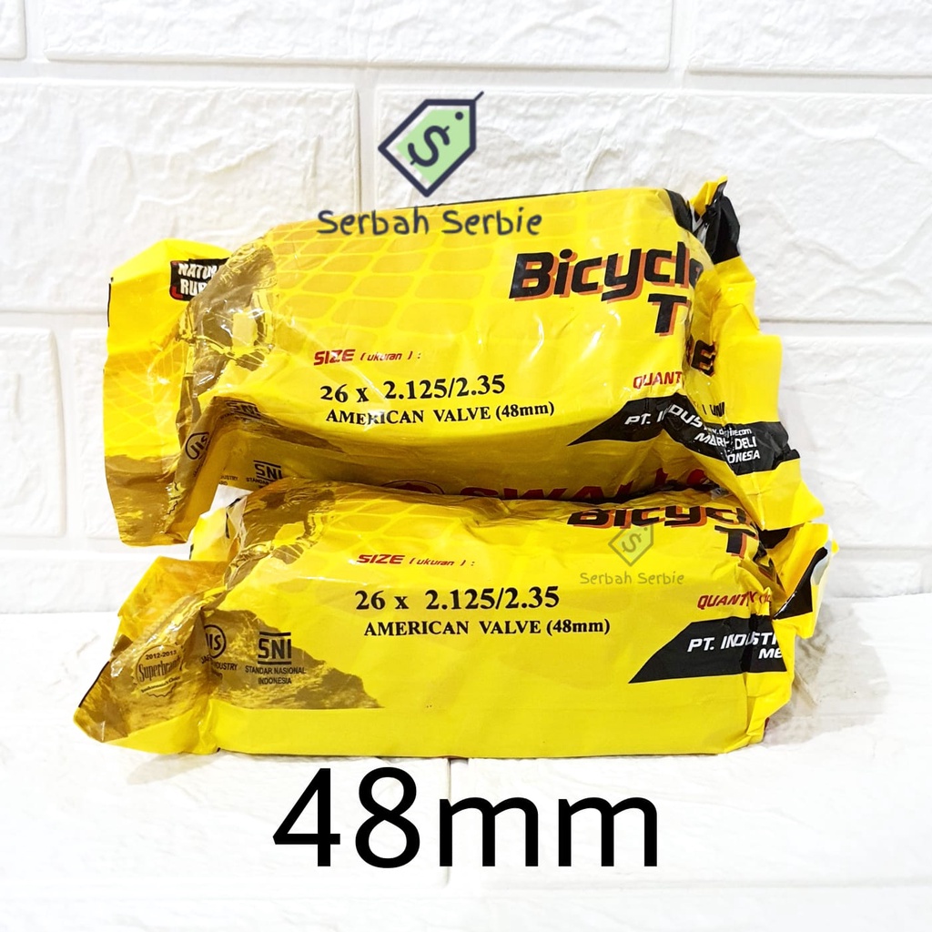 Jual BAN DALAM SEPEDA 26X2.125 26X2.35 SWALLOW 48MM 48 MM PENTIL PANJANG AV MOTOR 26 X 2125 2. ...
