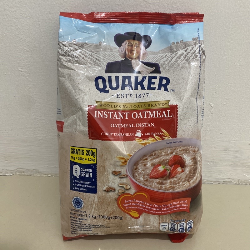 Jual quaker oatmeal instant merah 1,2kg | Shopee Indonesia