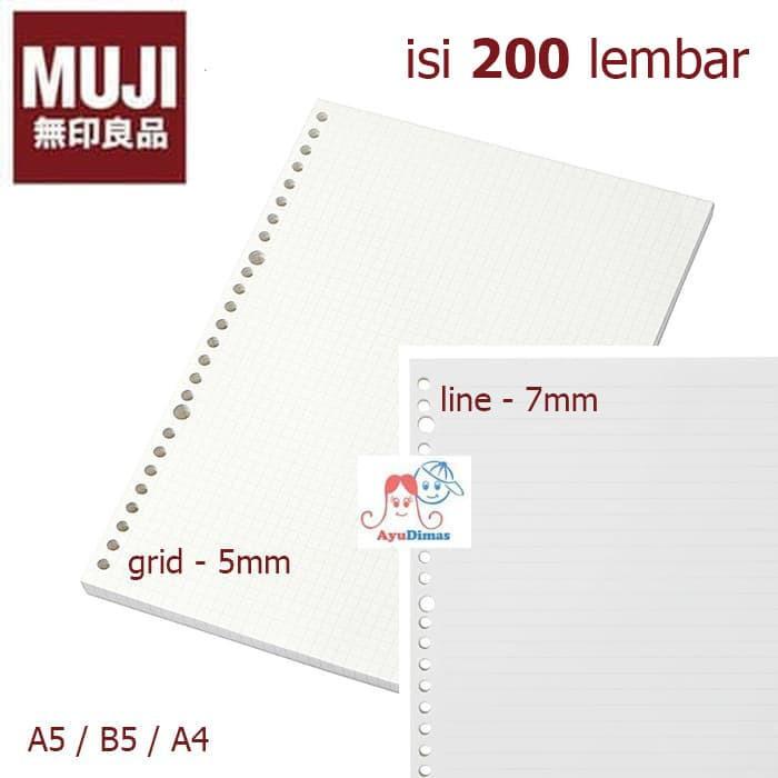 Jual Binder | Muji -200 Pcs-Loose Leaf Paper A5/B5/A4 - Line/Grid/Dot/Blank - Kertas Kualitas ...