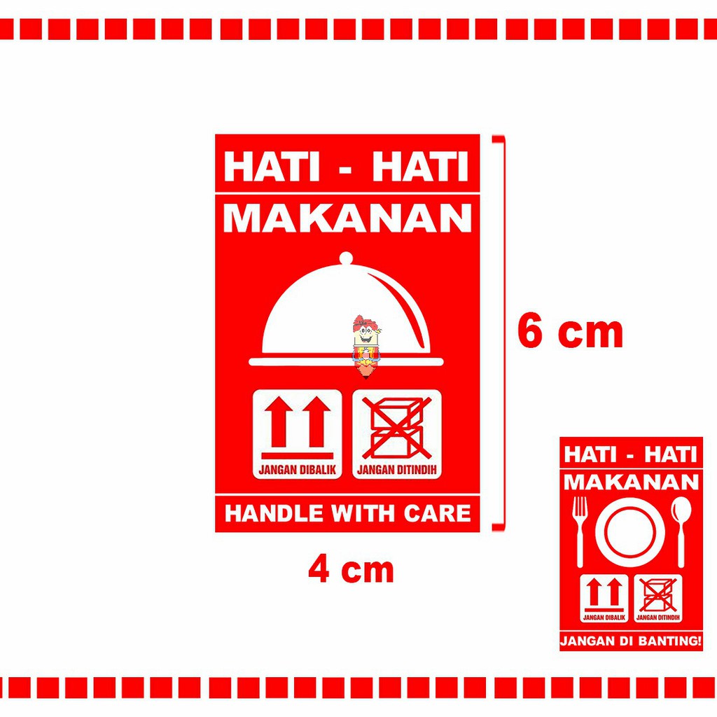 Jual Sticker label MAKANAN FRAGILE Glossy 4cm x6cm 1 Pak isi 10 pcs ...