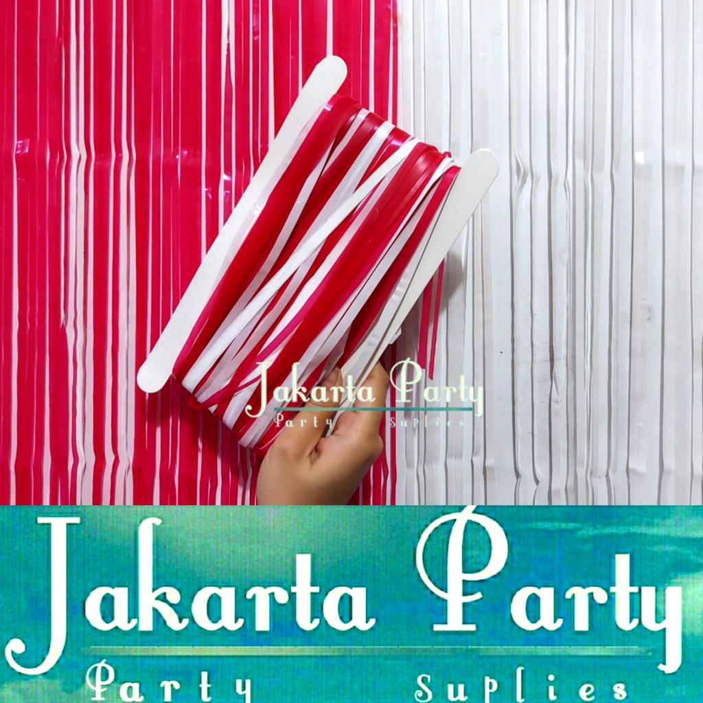 Jual Tirai Foil Merah Putih / Back Drop Rumbai / Hiasan 17 Agustus ...
